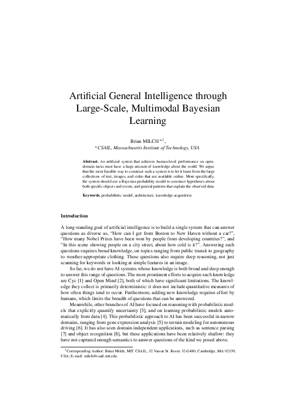 (PDF) Artificial general intelligence through large-scale, multimodal Bayesian learning