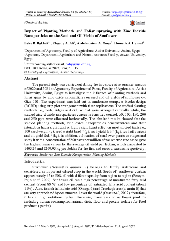 (PDF) Impact of Planting Methods and Foliar Spraying with Zinc Dioxide ...