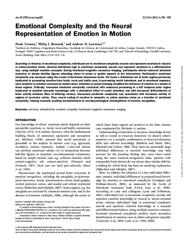 (PDF) Emotional Complexity and the Neural Representation of Emotion in ...