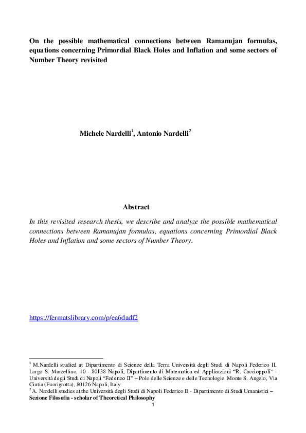 Pdf On The Possible Mathematical Connections Between Ramanujan
