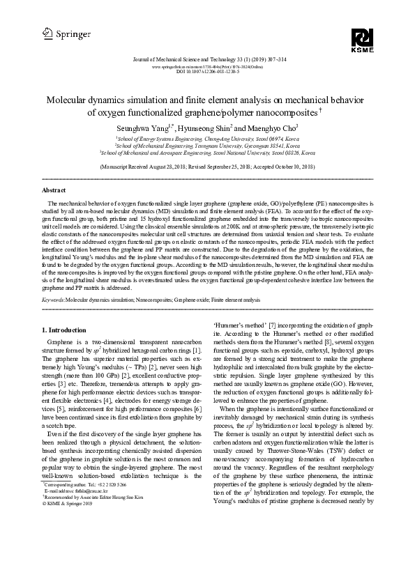 Pdf Molecular Dynamics Simulation And Finite Element Analysis On