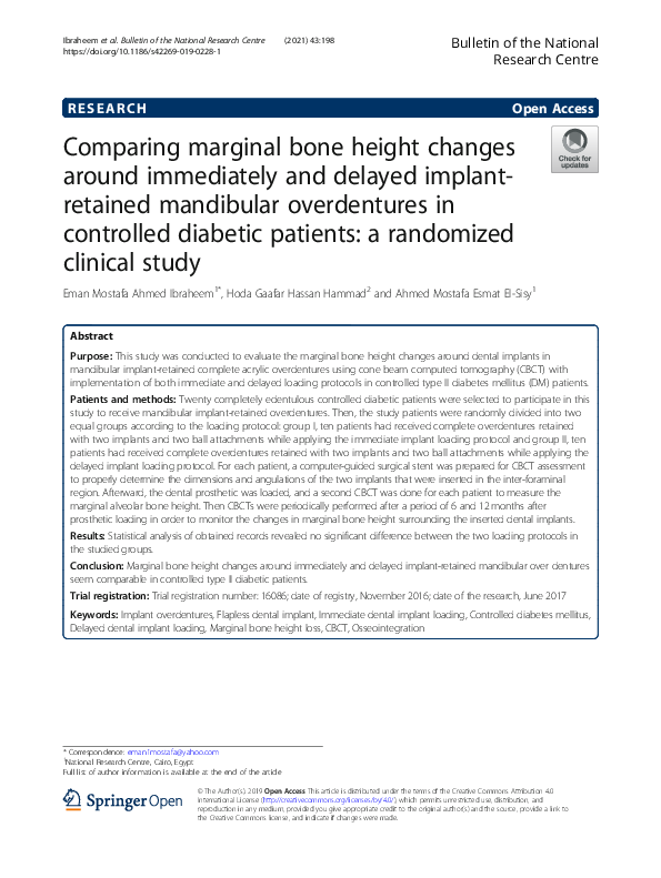 (PDF) Comparing marginal bone height changes around immediately and ...