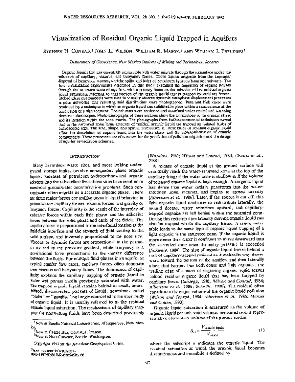 (PDF) Visualization of residual organic liquid trapped in aquifers