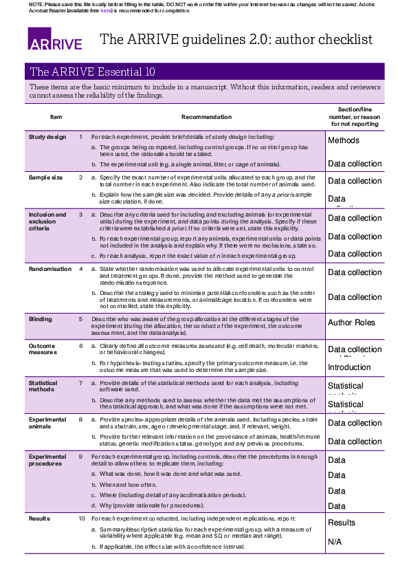 (PDF) ARRIVE report checklist