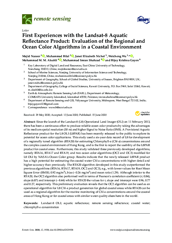 (PDF) Evaluating Landsat-8 Aquatic Reflectance Use
