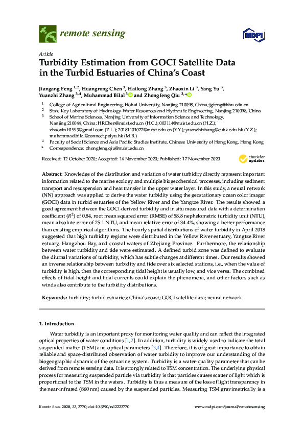 (PDF) Turbidity Estimation from GOCI Satellite Data in the Turbid ...