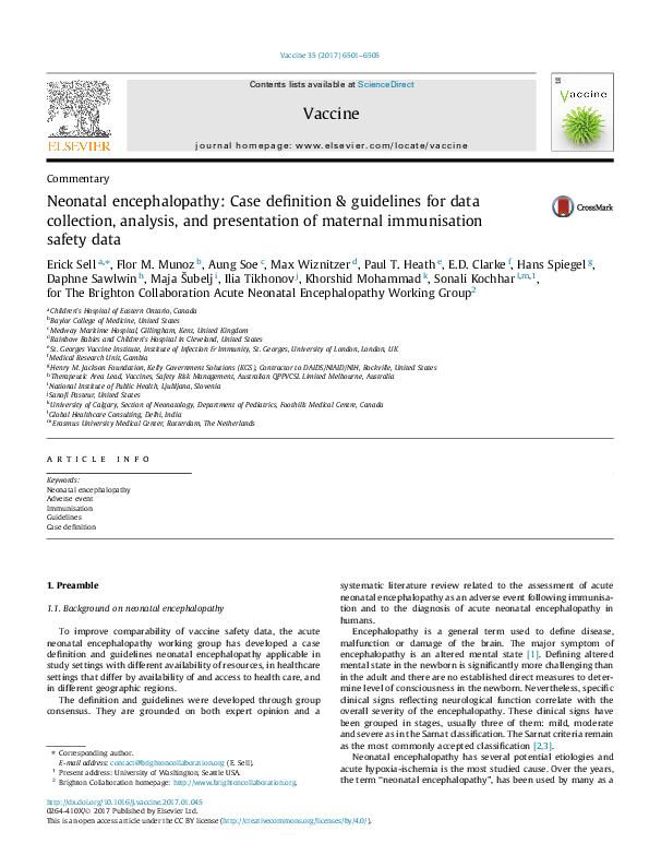 (PDF) Neonatal encephalopathy: Case definition & guidelines for data ...