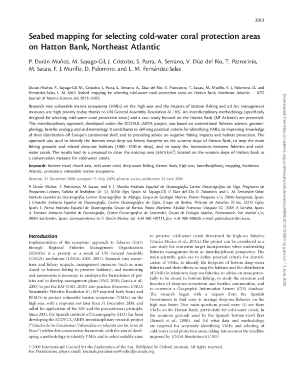 (PDF) Seabed mapping for selecting cold-water coral protection areas on ...