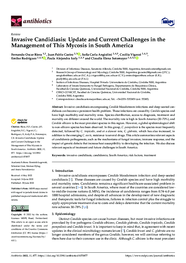 (PDF) Invasive Candidiasis Management Challenges in South America