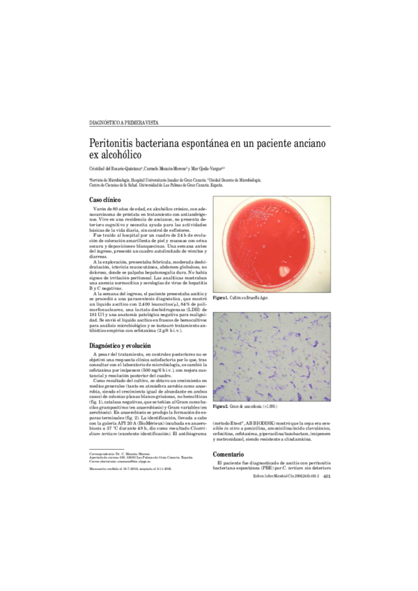 (PDF) Peritonitis bacteriana espontánea en un paciente anciano ex ...