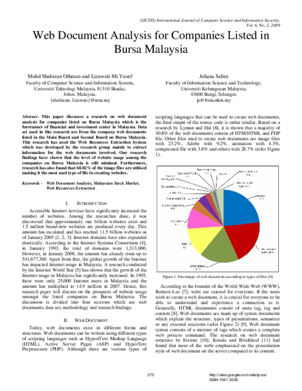 (PDF) Web Document Analysis for Companies Listed in Bursa Malaysia