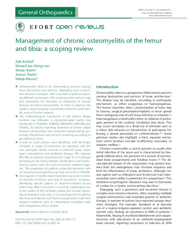 (PDF) Management of chronic osteomyelitis of the femur and tibia: a ...