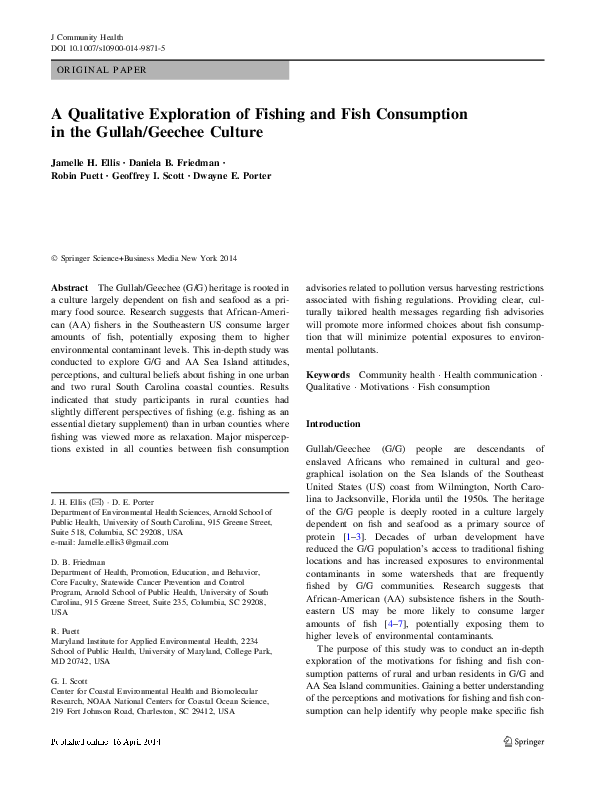 (PDF) A Qualitative Exploration of Fishing and Fish Consumption in the ...