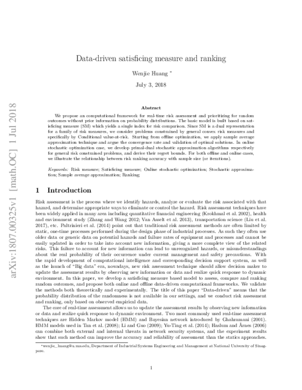 (PDF) Data-driven satisficing measure and ranking