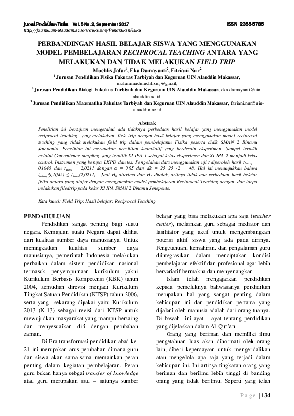 (PDF) Perbandingan Hasil Belajar Siswa Yang Menggunakan Metode ...