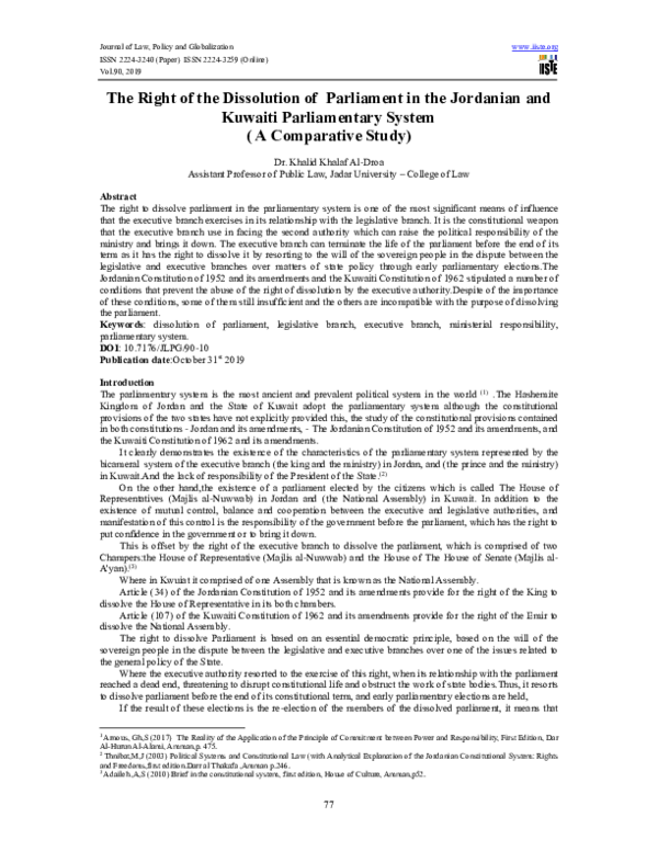 (PDF) Dissolution of Parliament