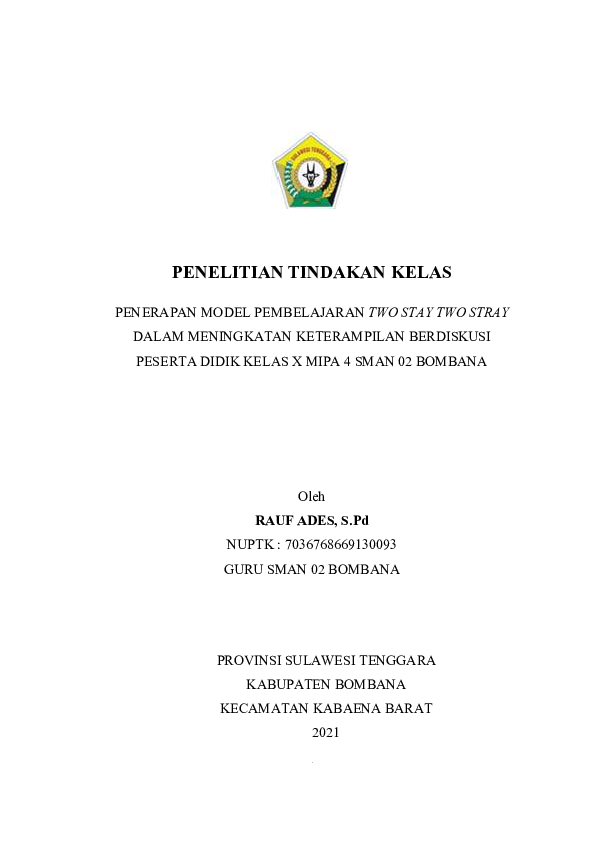(PDF) PENERAPAN MODEL PEMBELAJARAN TWO STAY TWO STRAY DALAM MENINGKATAN ...
