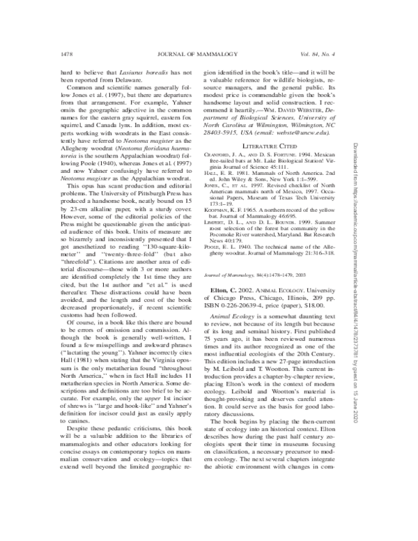 (PDF) Animal Ecology