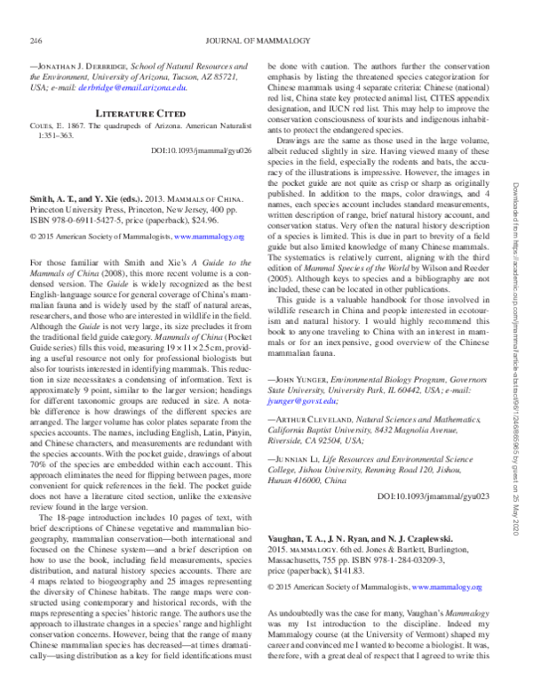 (PDF) Mammals of China