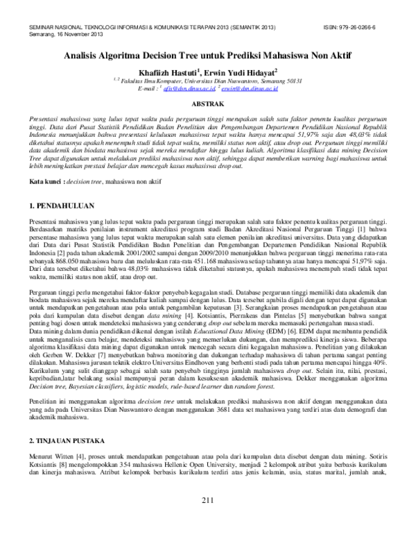 (PDF) Analisis Algoritma Decision Tree untuk Prediksi Mahasiswa Non Aktif