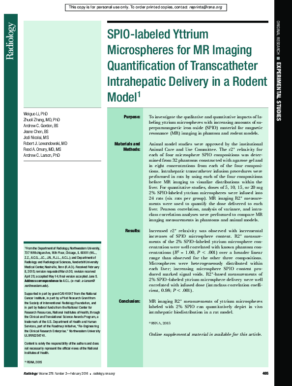 (PDF) SPIO-labeled Yttrium Microspheres for MR Imaging Quantification ...