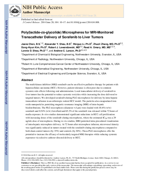 (PDF) Poly(lactide-co-glycolide) microspheres for MRI-monitored ...