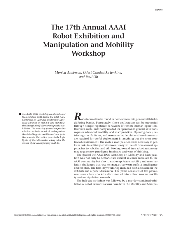 (PDF) The Seventeenth Annual AAAI Robot Exhibition and Manipulation and ...