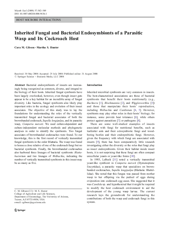 (PDF) Inherited Fungal and Bacterial Endosymbionts of a Parasitic Wasp ...