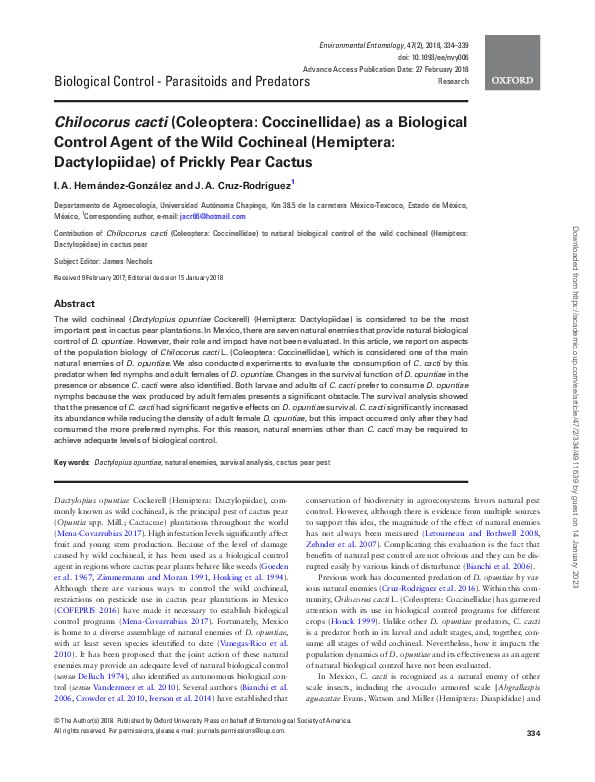 (PDF) Chilocorus cacti (Coleoptera: Coccinellidae) as a Biological ...
