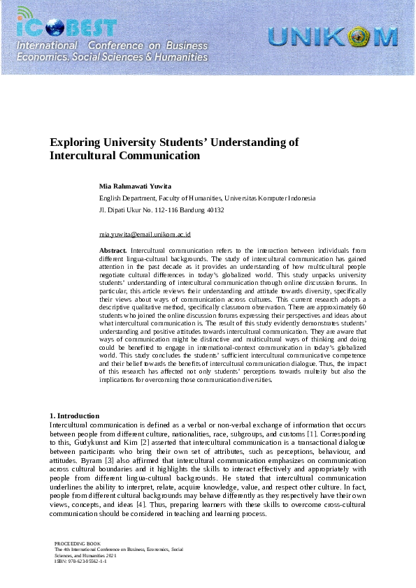 (PDF) Exploring University Students’ Understanding of Intercultural ...