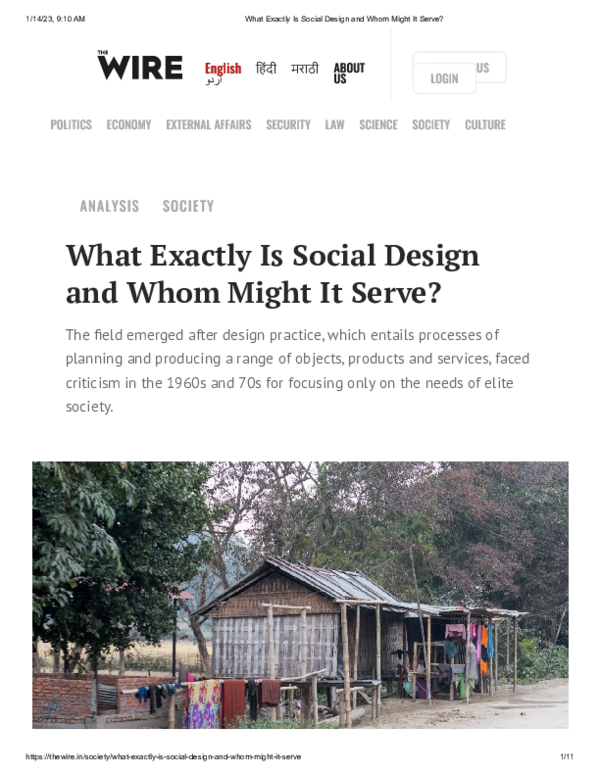 (PDF) What Exactly Is Social Design and Whom Might It Serve