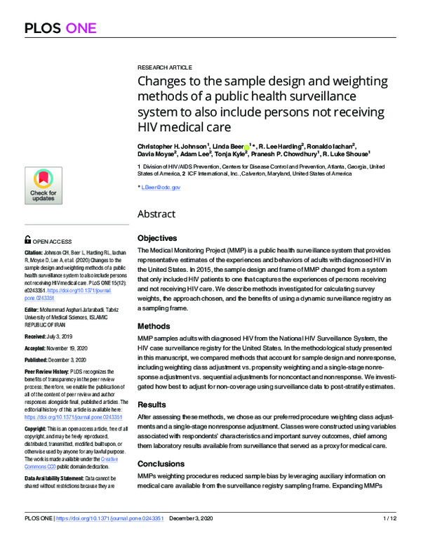 (PDF) Changes to the sample design and weighting methods of a public ...