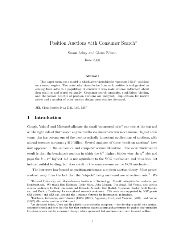 (PDF) Position Auctions with Consumer Search