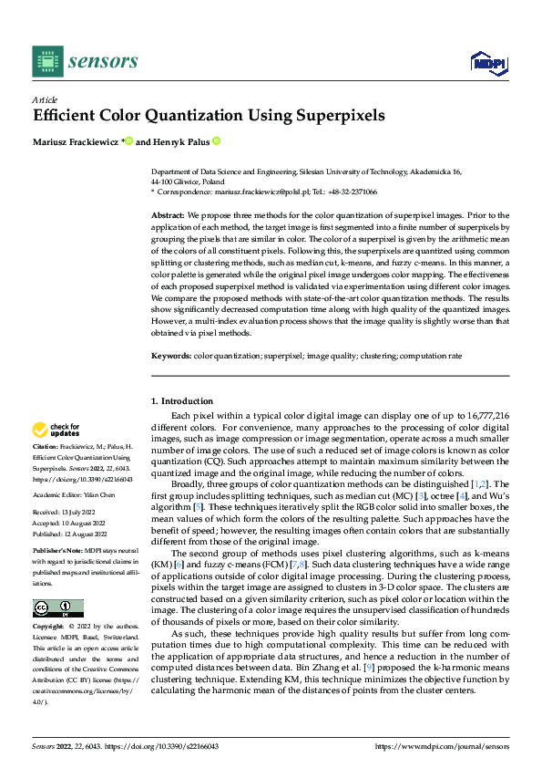 (PDF) Efficient Color Quantization Using Superpixels