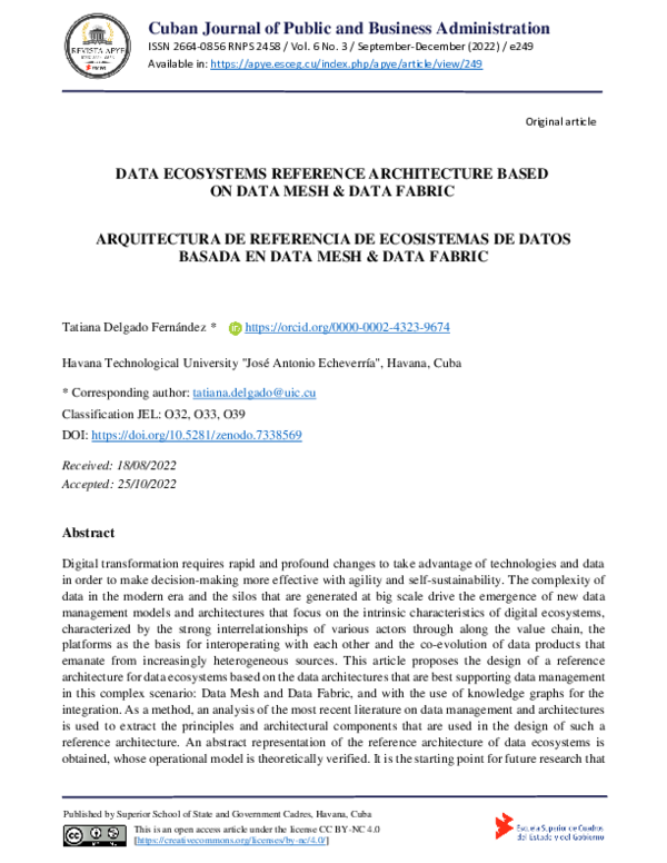 (PDF) Data Ecosystems Reference Architecture Based on Data Mesh & Data ...