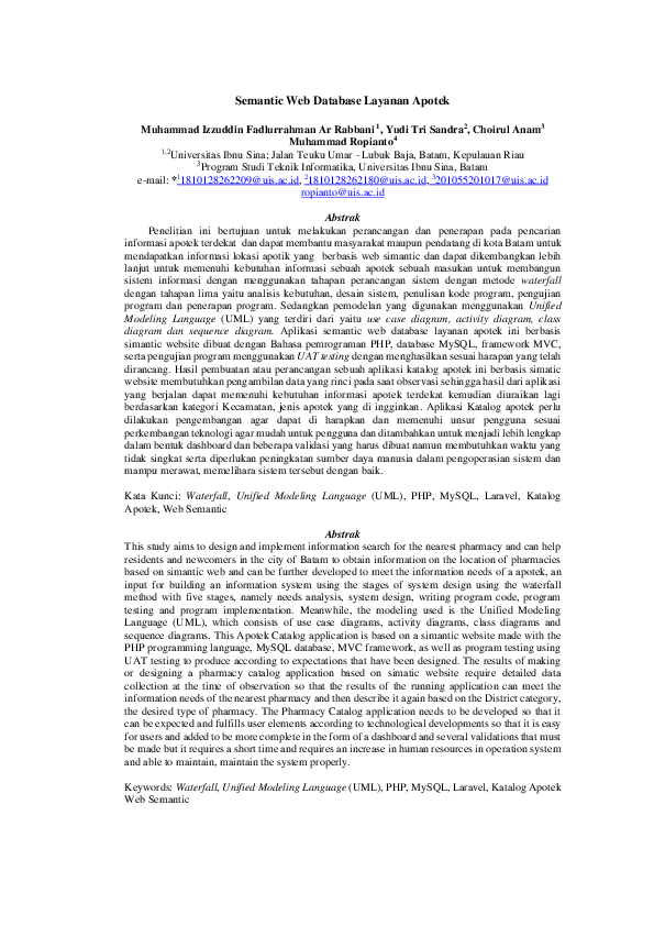 (PDF) Semantic Web Database Layanan Apotek