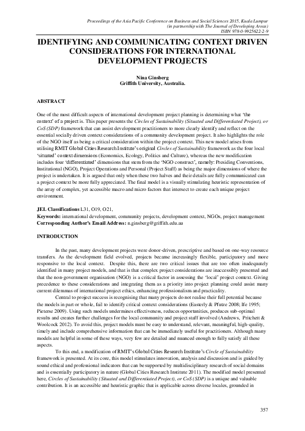 (PDF) Identifying and communicating context driven considerations for ...