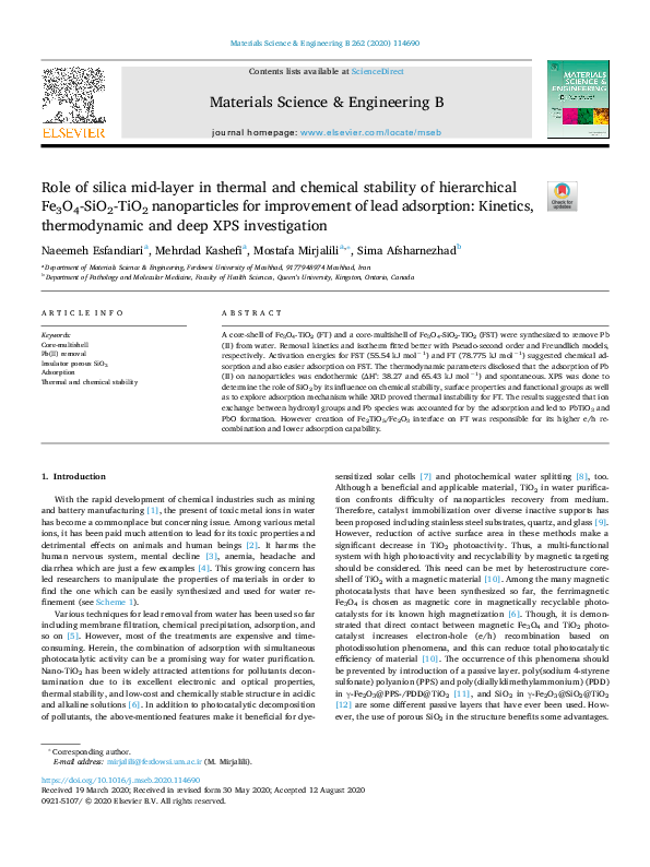 (PDF) Role of silica mid-layer in thermal and chemical stability of hierarchical Fe3O4-SiO2-TiO2 ...