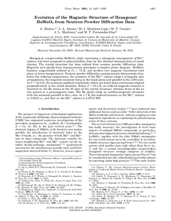 (PDF) Evolution of the Magnetic Structure of Hexagonal HoMnO3 from ...