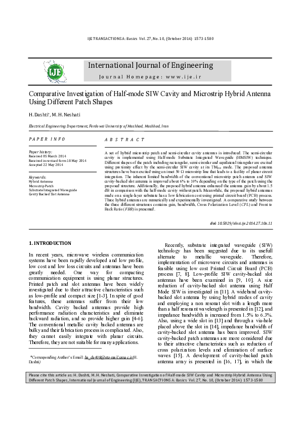 (PDF) Comparative investigation of Half-mode SIW cavity and microstrip ...