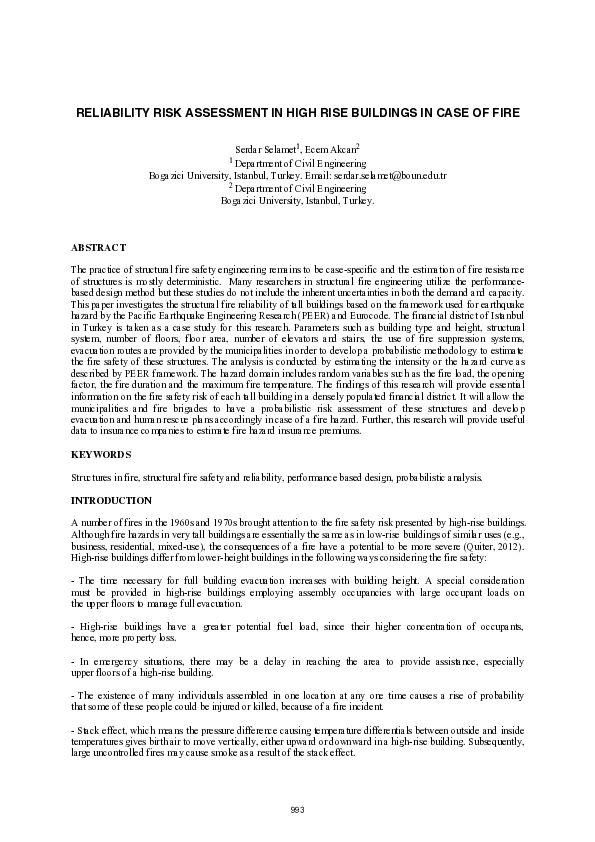 (PDF) Reliability risk assessment in high rise buildings in case of fire