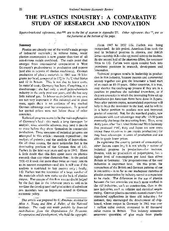 (PDF) The Plastics Industry: A Comparative Study of Research and Innovation