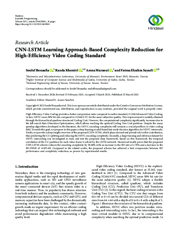 (PDF) CNN-LSTM Learning Approach-Based Complexity Reduction for High-Efficiency Video Coding ...