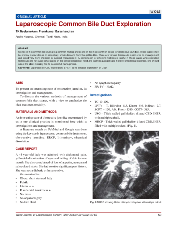 (PDF) Laparoscopic Common Bile Duct Exploration | premkumar ...