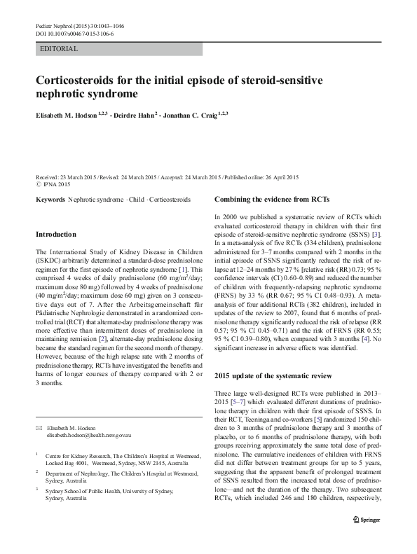 (PDF) Corticosteroids for the initial episode of steroid-sensitive ...