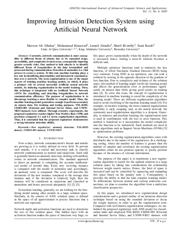 (PDF) Improving Intrusion Detection System using Artificial Neural Network (PDF) Improving Intrusion Detection System using Artificial Neural Network