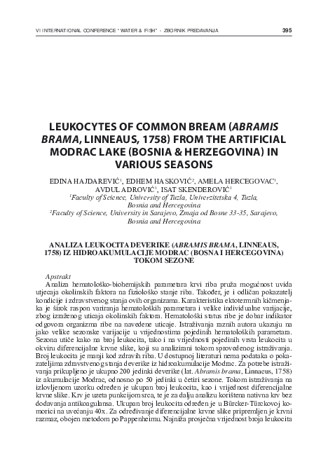 (PDF) Analiza leukocita deverike (abramis brama, linneaus, 1758) iz ...