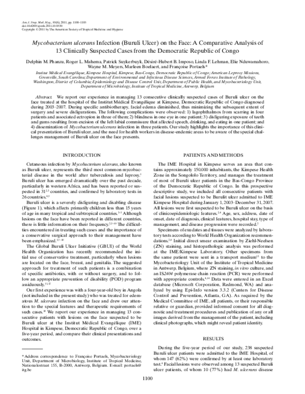 (PDF) Mycobacterium ulcerans Infection (Buruli Ulcer) on the Face: A Comparative Analysis of 13 ...