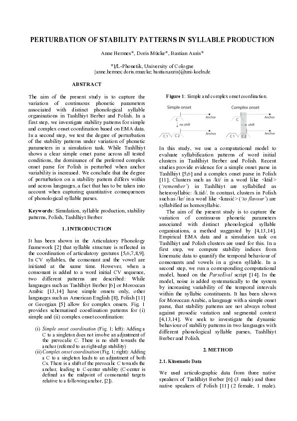 (PDF) Perturbation of stability patterns in syllable production