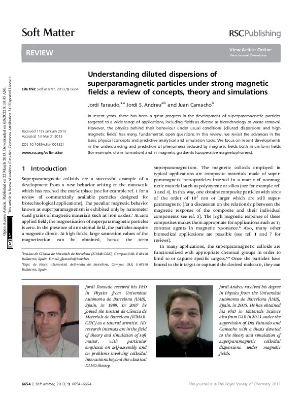 (PDF) Understanding diluted dispersions of superparamagnetic particles ...